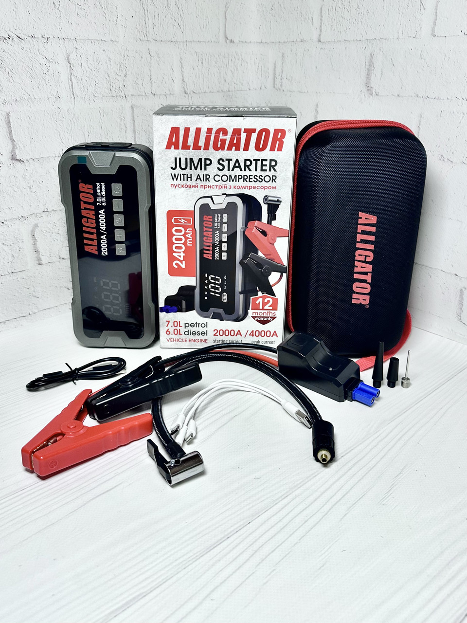Пусковий пристрій Бустер ALLIGATOR Jump Starter JS850 24000mAh з компресором 10Bar, ціна: 4887 ...
