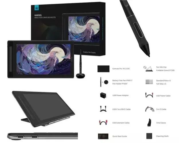 Графический монитор Huion 15,8" Kamvas Pro 16, 2.5K, USB-C, черный (ID ...