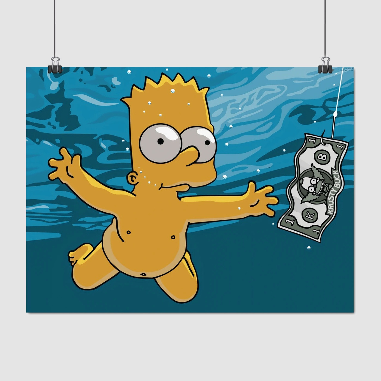 Плакат "Сімпсони, Нірвана, Simpsons, Nirvana, Nevermind", 45×60см ...