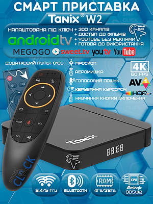 Смарт-приставка Tanix TX5 Android 14 AV1 Amlogic S905Y5 4G/32G BT TV ...