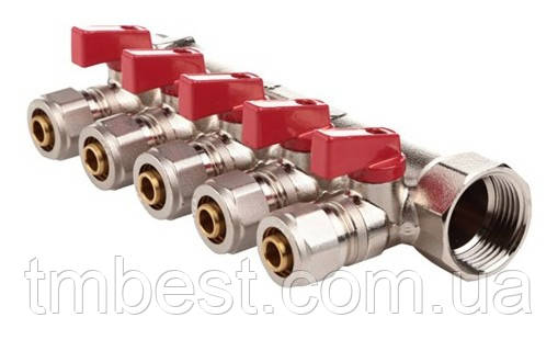 Коллектор 1" х 16 х 5 выходов Gross с шаровыми кранами и евроконусами купить по низкой цене в ...