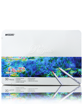 Карандаши цветные Marco Raffine 50 цветов в металлическом кейсе, цена ...