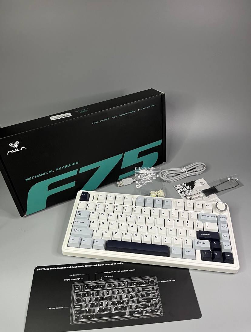 Клавиатура AULA F75 игровая,RGB подсветка,Hot Swap,3 режима подключения, 80 клавиш , 75% от ...