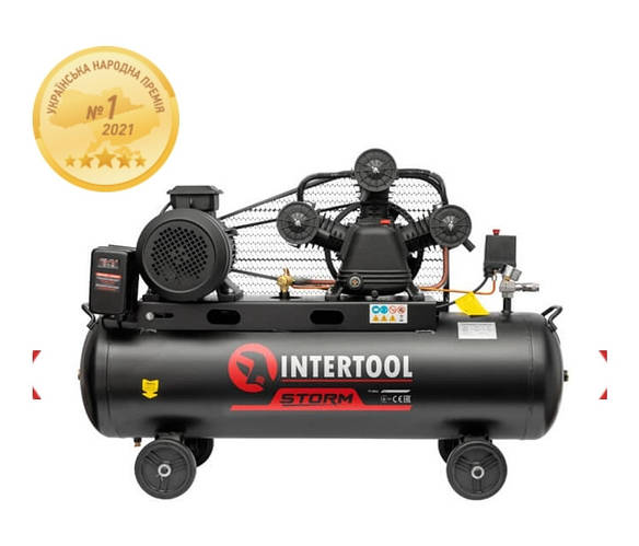 Компресор 100 л, 4 кВт, 380 В, 8 атм, 600 л/хв. 3 циліндра INTERTOOL PT-0036, ціна: 26899 ...
