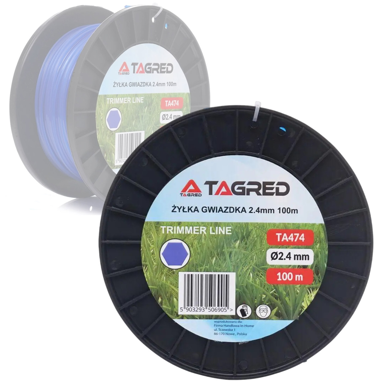 Тримерний корд 100 м 2.4 мм зірка Tagred TA474 тримерна волосінь корд для коси ріжуча волосінь ...