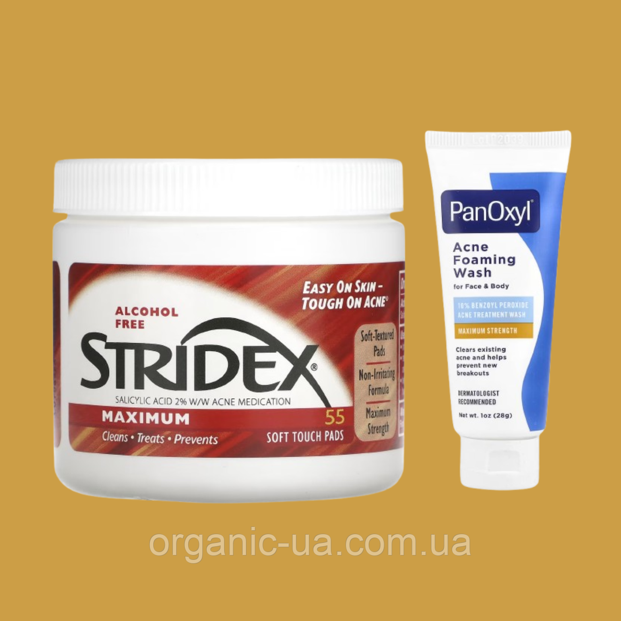 Набір Stridex Однокроковий засіб від вугрів максимальна сила 55 штук + PanOxyl Пінка для ...