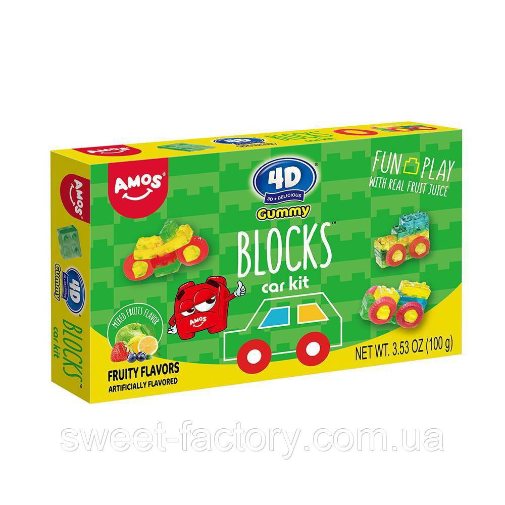 Желейні цукерки Amos 4D Gummy Blocks Car Kits 100g: продаж, ціна у ...
