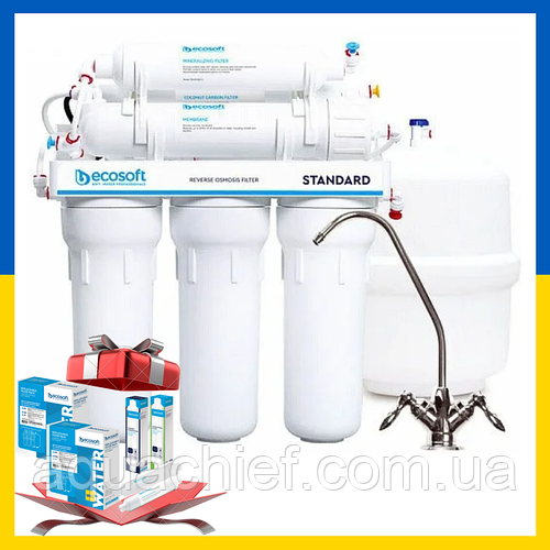 Зворотний Осмос з мінералізатором Ecosoft Standard 6-50 MO650MECOSTD + Модулі для заміни через 3 ...
