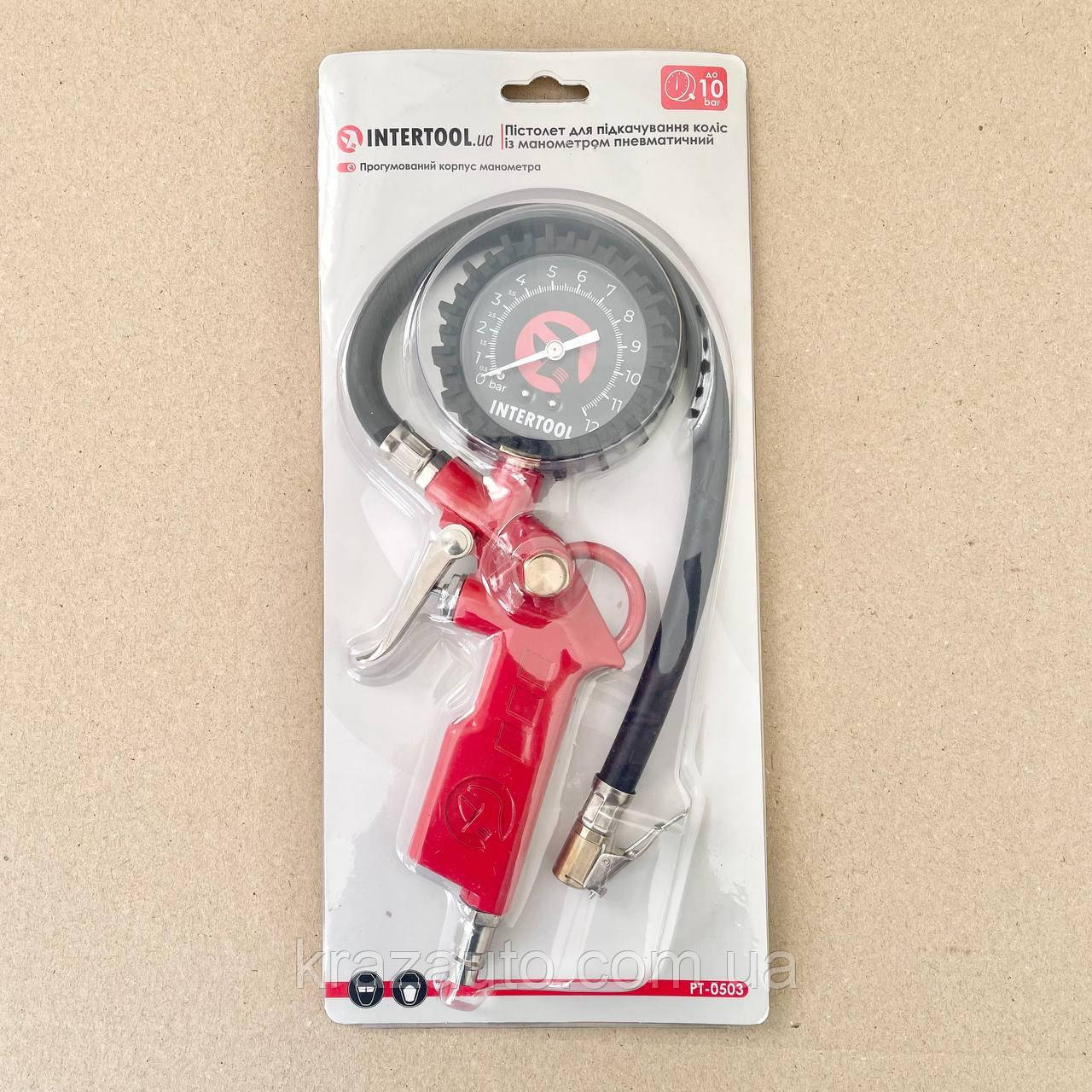 Пистолет для подкачки колес с манометром 63 мм пневматический (блистер) пр-во INTERTOOL PT-0503 ...