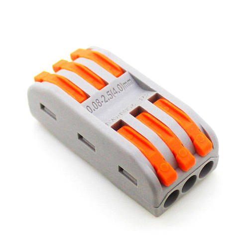 Клемна колодка SPL-3 3-провідна з натискними затискачами для розподільчих коробок сіра CI-88 (ID ...