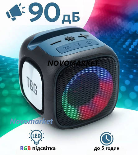 Колонка портативна Bluetooth TG Портативна акумуляторна Bluetooth-колонка з RGB-підсвічуванням ...