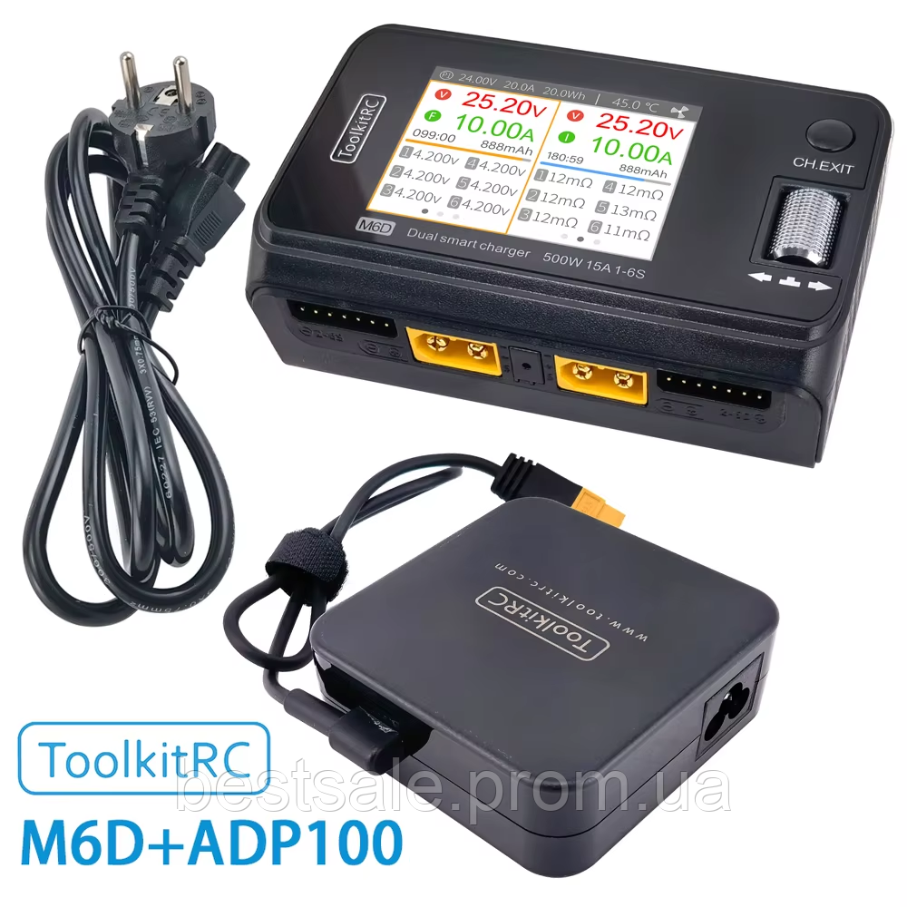 Двопортовий зарядний пристрій ToolkitRC M6D з блоком живлення Toolkitrc ...