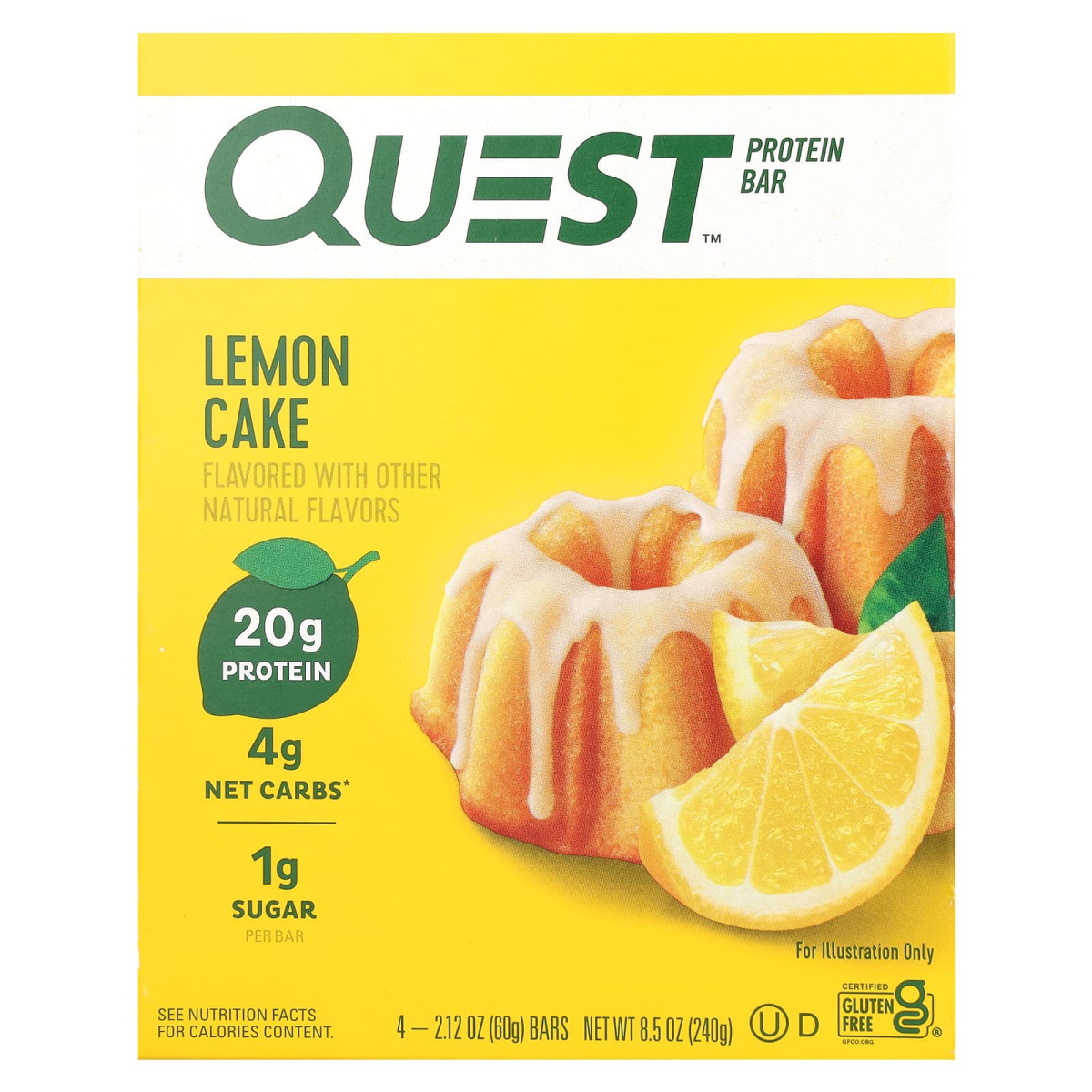 Quest Nutrition, Protein Bar, Lemon Cake , 4 Bars, 2.12 oz (60 g) Each ...