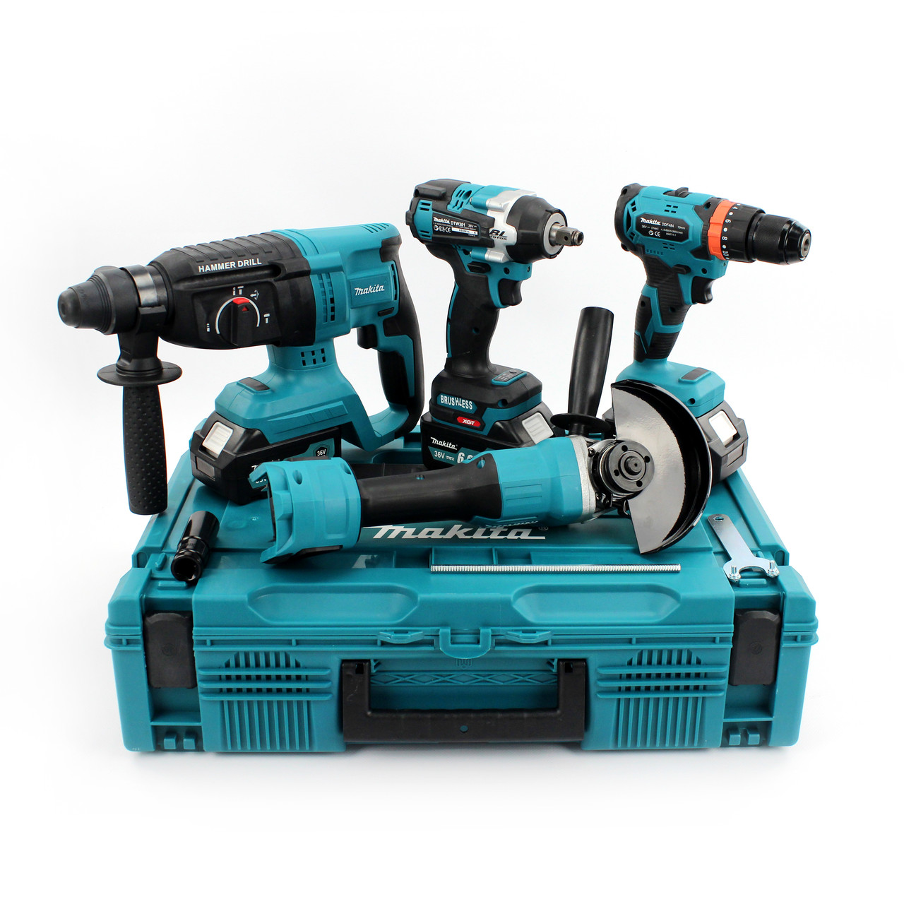 Набір 4в1 АКБ Makita 36V (Шуруповерт DDF484 + Болгарка DGA504 + Перфоратор DHR202 + Гайковерт ...