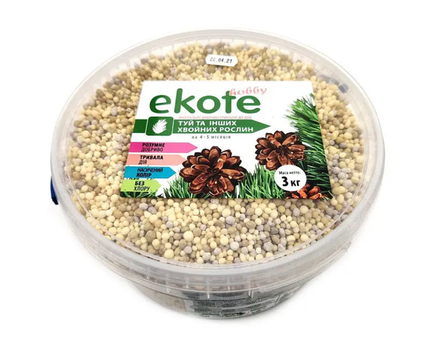 Удобрение Ekote для туй и прочих хвойных растений 5-6мес 3 кг NPK 21-06 ...