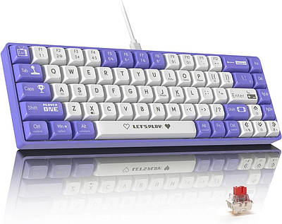 Ігрова механічна клавіатура з RGB підсвіткою на червоних світчах TKL 60% дротова клава механіка ...