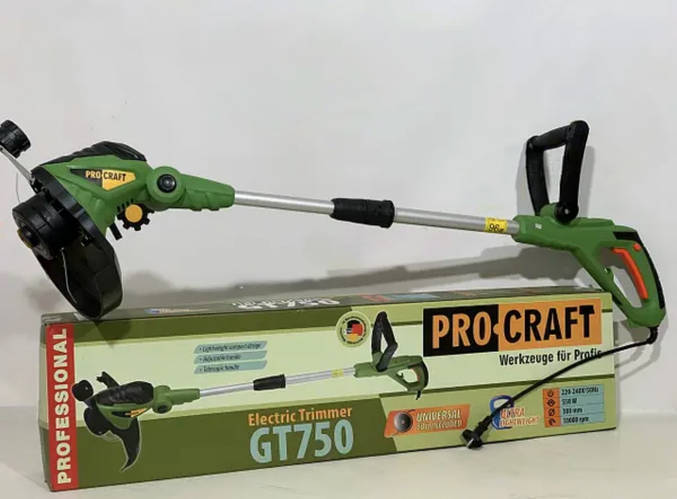 Тример мережевий Procraft GT-750 (10000 об./хв, 300 мм), Електрокоса з телескопічною штангою 0. ...