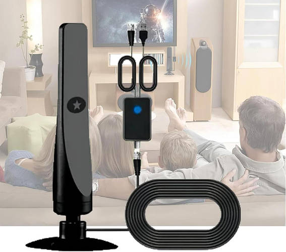 Телевізійна антена Rewave із підсилювачем сигналу 4K 1080p чорна 50 ...