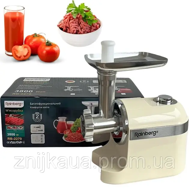 Мясорубка Rainberg RB-2270 3800Вт с реверсом и насадками для шинковки и колбас (ID#2571976055 ...