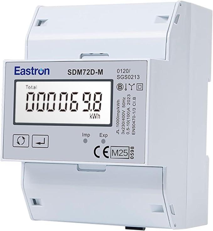 Лічильник електроенергії Eastron SDM72D-M-2-MID для 1 або 3 фаз із сенсорним дисплеєм та Modbus ...