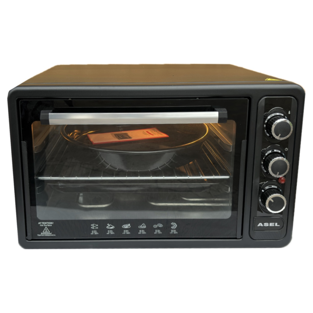 Електродуховка Asel АF40-33 40 л 1300 Вт Духовка електрична Асел Турецька підсвічування ...