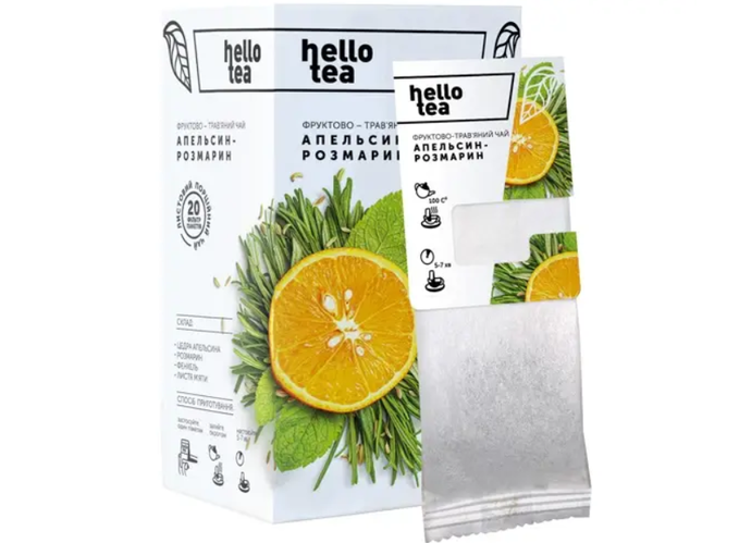 Чай фруктовий пакетований Hello Tea Апельсин-Розмарин (20 шт/уп) (ID#2575437530), ціна: 79 ...