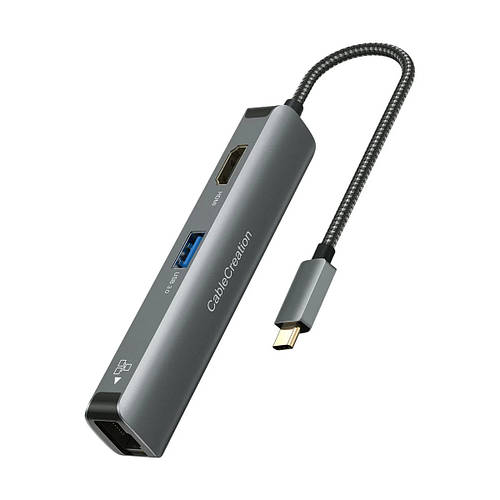 5-в-1 USB-C Multiport Hub CableCreation з HDMI 4K, Ethernet та 3x USB 3 ...