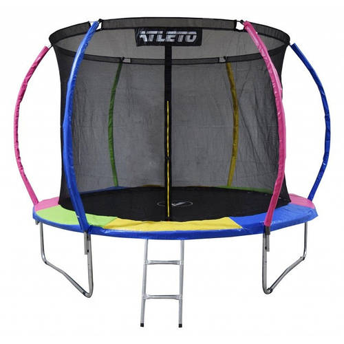 Батут Atleto 312 см з внутрішньою сіткою та драбинкою multikolor + в подарунок м'ячик (ID ...