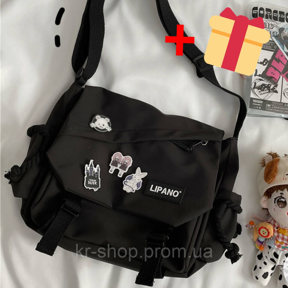 Молодіжна сумка через плеча Lipano, чорна + Подарунок, ціна: 474 ...