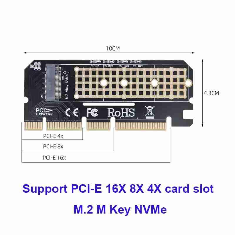 Адаптер M.2 NVMe M-Key to PCIe 3.0 SSD Adapter Card PCIe X4 X8 X16 PC PCI-E Graphics Card Sot ...