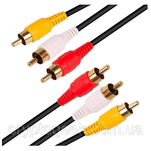 Кабель AV cable RCA, ATV 1.5m для подключения видеомагнитофона, DVD, HD ...