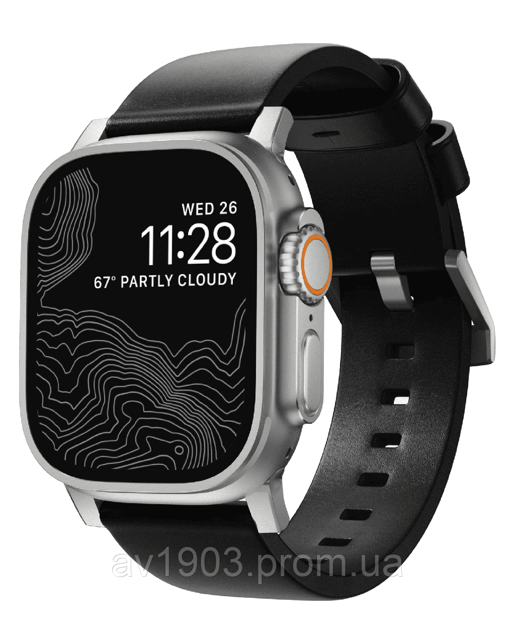 Ремінець Nomad Modern Leather Band Silver Hardware Black Horween 46mm ...