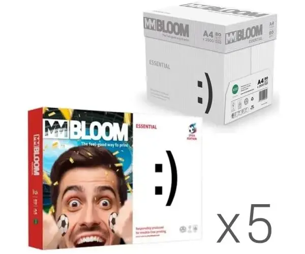MM BLOOM Essential, Упаковка 5 шт. х 500 аркушів, Блум Есеншіал, Папір офісний, клас С, А4, 80 г ...