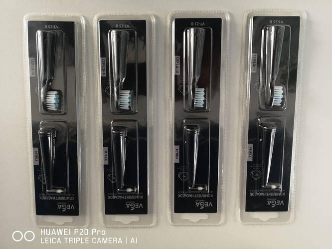 Комплект насадок Vega VT-25 B до звукової зубної щітки VT-600 В (чорні), ціна: 188.10 ₴, купити ...