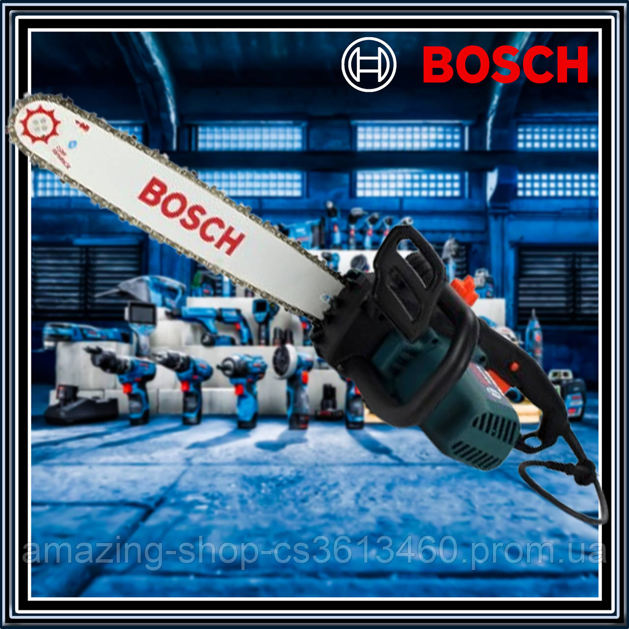 Електрична ланцюгова пила Bosch ESC2200 (шина 35 см, 2.2 кВт) Пилка з ...