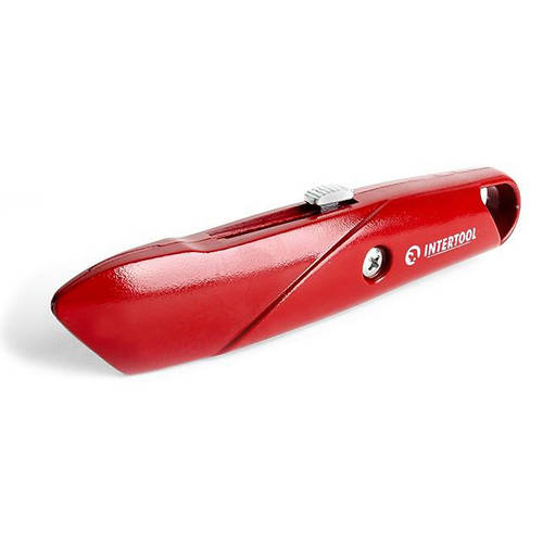 Ніж трапецеподібний 60х19мм, з висувним лезом, металевий корпус INTERTOOL HT-0505, ціна: 75.05 ...