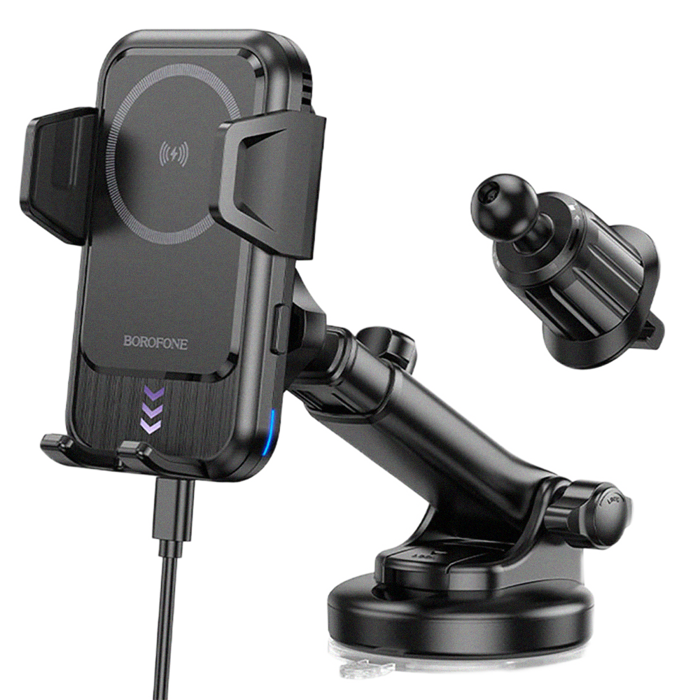Автотримач на лобове скло з бездротовою зарядкою Borofone BH217 Colby ...
