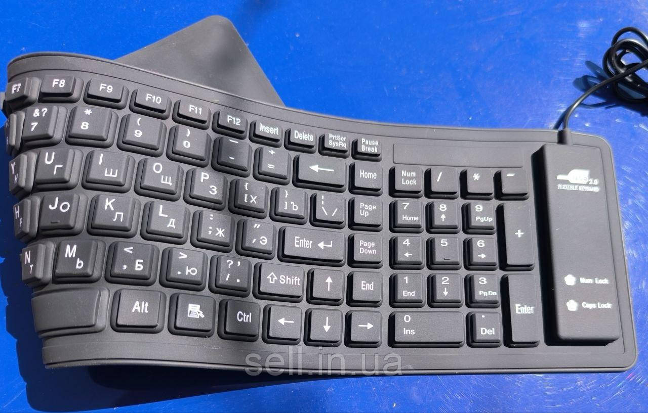 Силиконовая клавиатура Английская и русская раскладки USB проводная ...