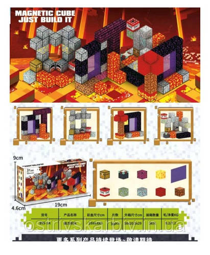 Магнітний конструктор блоки MINECRAFT 895-3A (32 дет), пачунок мала (ID ...