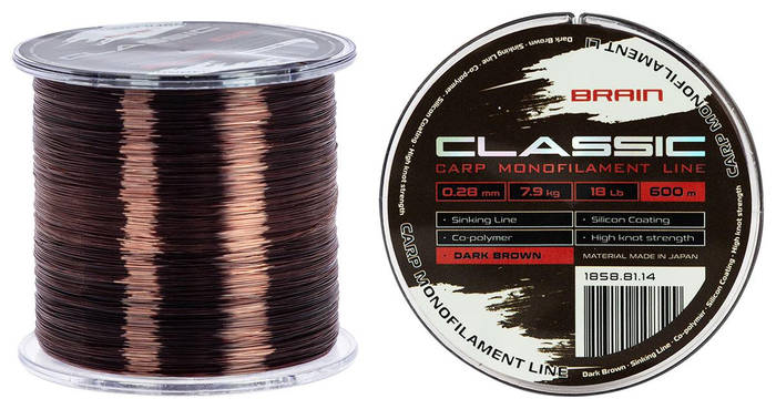 Леска Brain Classic Carp Line (dark brown) 600m 0.28mm 18lb 7.9kg, цена ...
