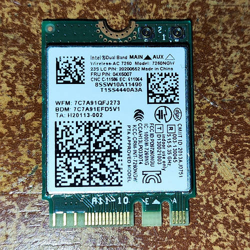 Wifi модуль/адаптер Intel Dual Band Wireless AC 7260 Model(7260NGW) P/N: 20200552/ FRU P/N ...