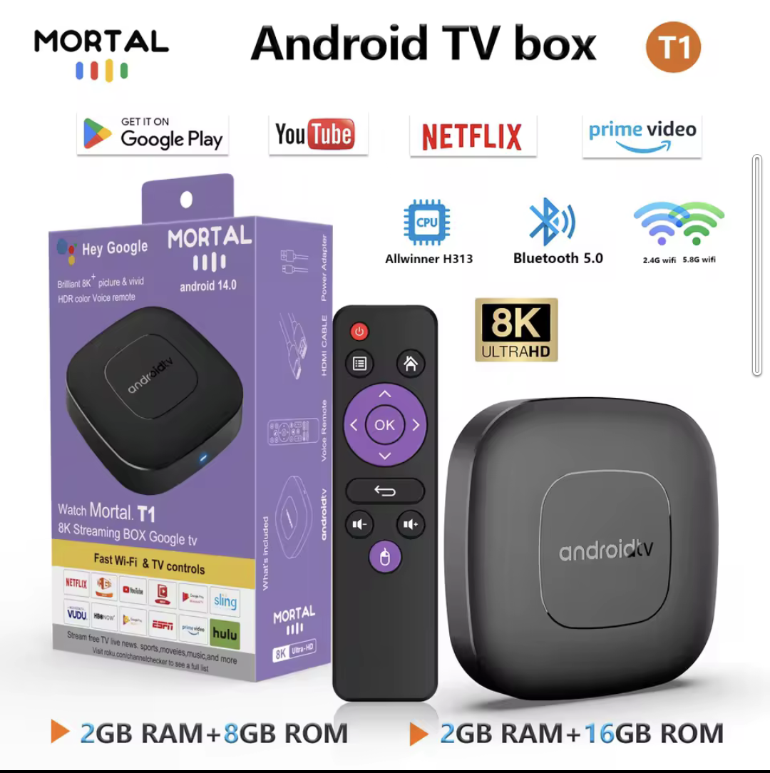 Приставка Mortal T1 СмартТВ /Smart TV, android TV MORTAL T1 2/16Gb ...