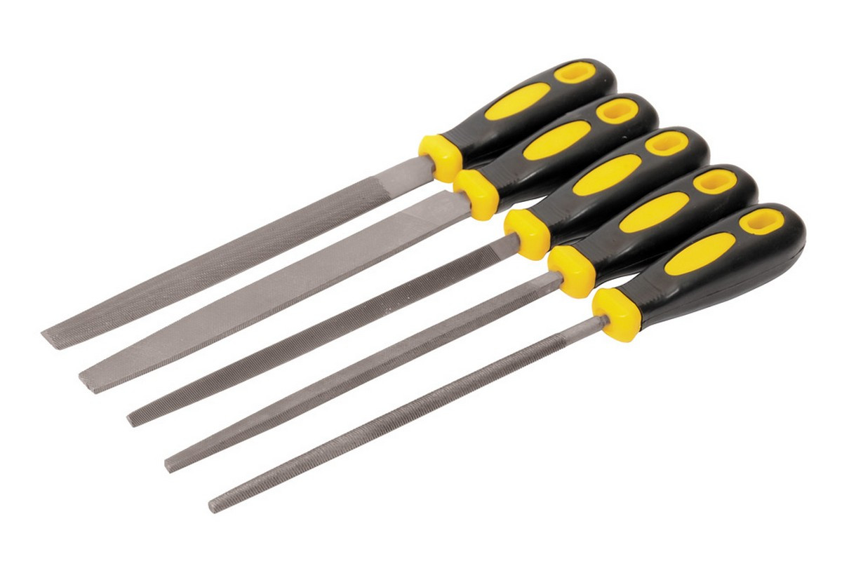 Напилки по металу MASTERTOOL 200 мм набір 5 шт плоский/круглий/тригранний/напівкруглий ...