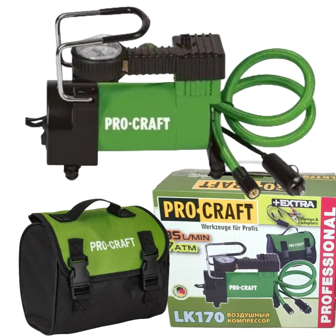 Автокомпресор PRO-CRAFT LK190 Компресор від прикурювача 12V Портативний компресор для шин 35 л ...