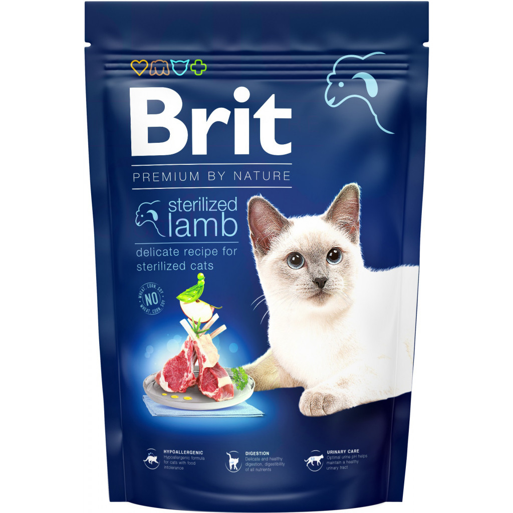 Сухий корм для кішок Brit Premium by Nature Cat Sterilized Lamb 1.5 кг ...