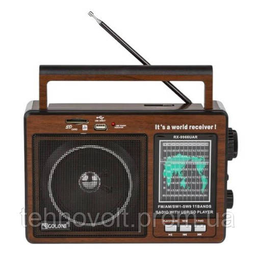 Радіоприймач акумуляторний, від мережі, від батарейок USB Flash, SD ...