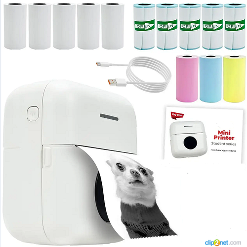 Портативний термопринтер printer білій | Дитячий принтер із великим ...