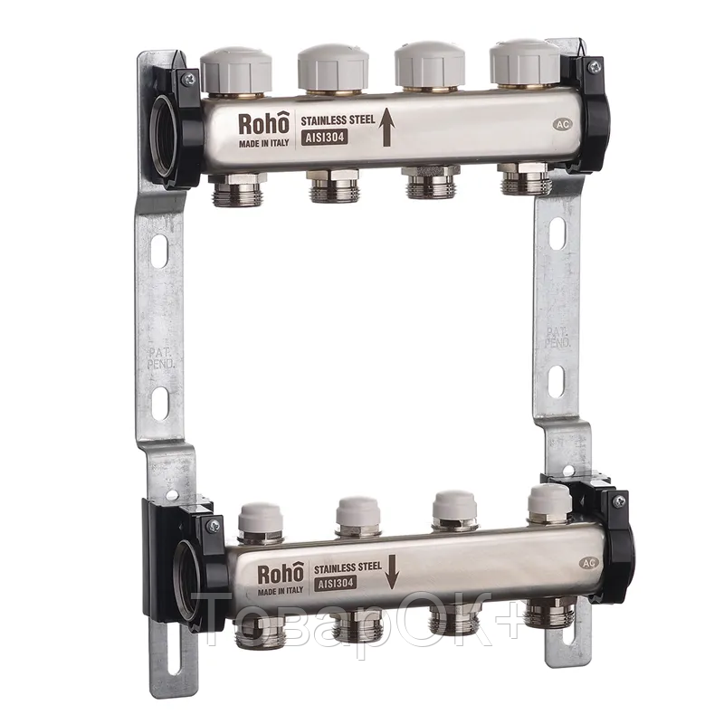 Коллектор с термостатическими и запорными клапанами Roho R805-04 1х4 ...