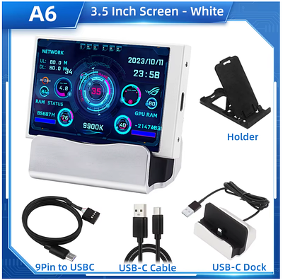 TURZX 3.5" IPS Type-C Минимонитор A6 | Дополнительный экран для ПК, CPU ...