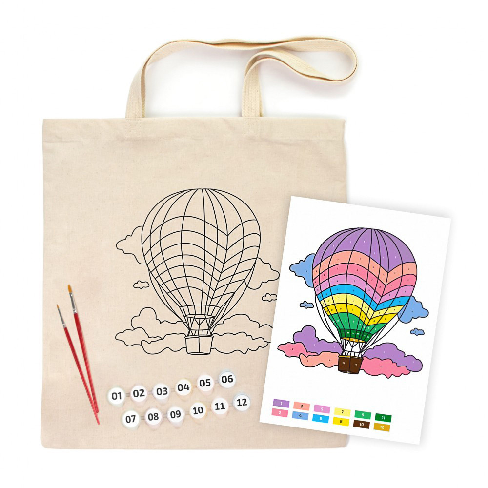 Набір, екосумка-розмальовка, "Політ над хмарами", бавовна 220 г/м2 ...